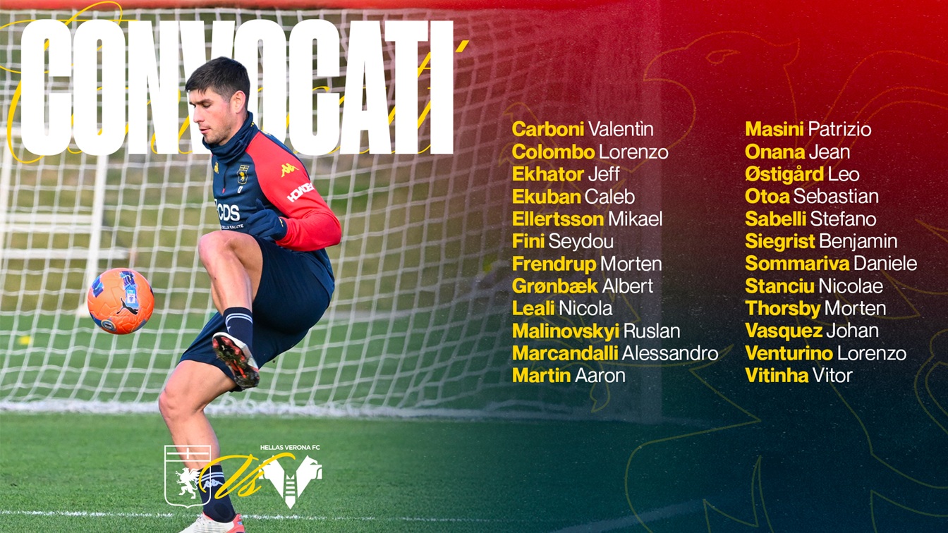 Genoa CFC - Elenco Convocati - Genoa Cricket and Football Club ...